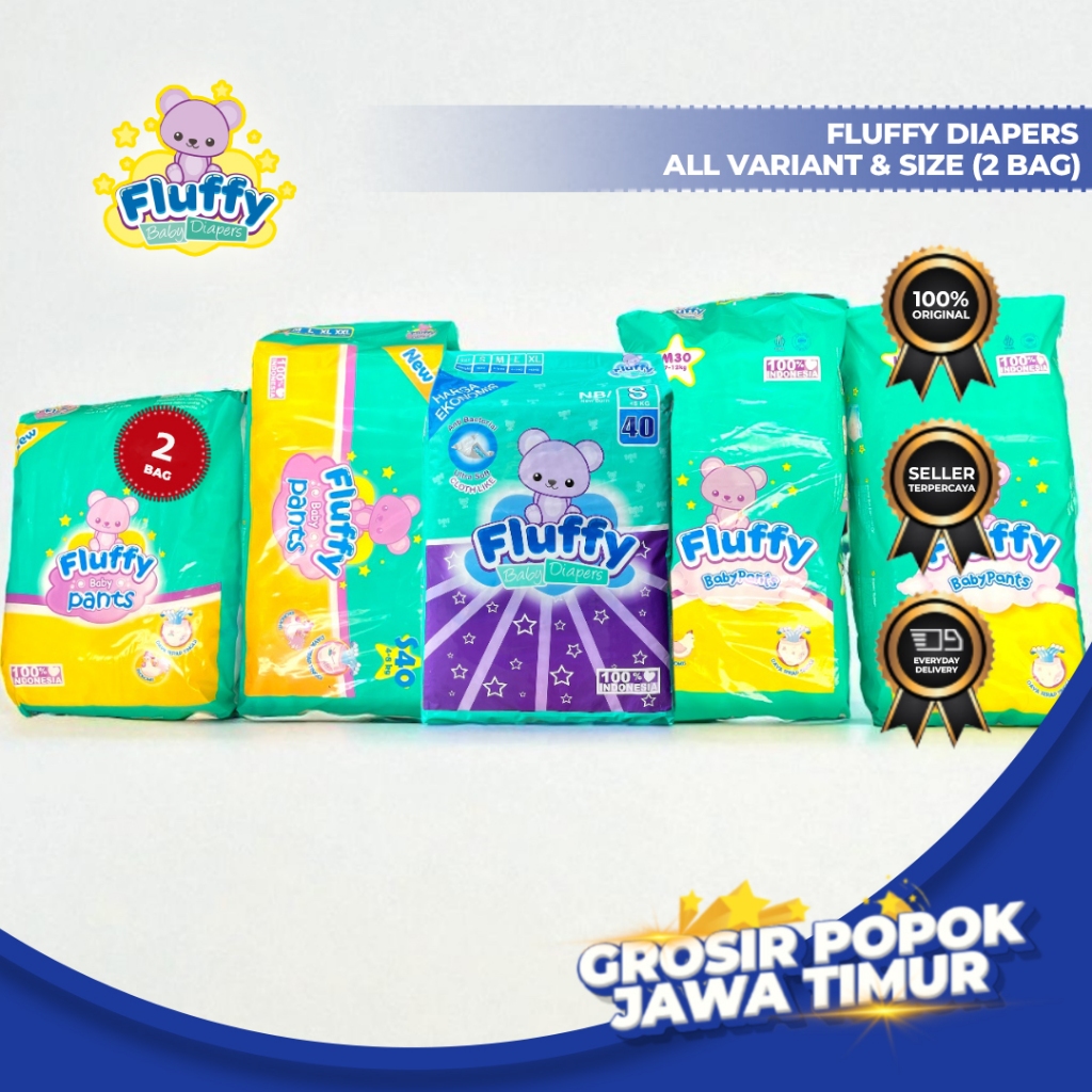 Jual [2 BALL] FLUFFY DIAPERS BABY PANTS ALL VARIANT SIZE NBS40TAPE/S40 ...