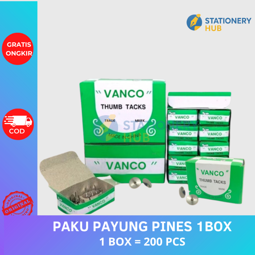 Jual (1 Box = 200 Pcs) Paku Pines / Push PIn / Thumb Tacks / Paku ...