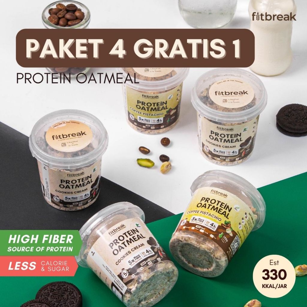 Jual Protein Oatmeal Paket 4 Gratis 1 Fitbreak CC CP Tinggi Serat ...