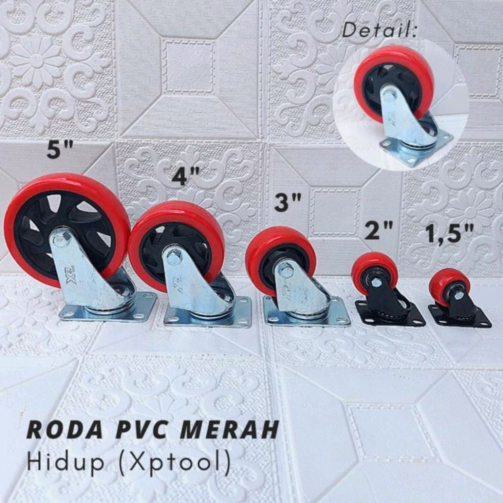 Jual RODA PVC MERAH 2" 2 INCH 50 MM REM HIDUP MATI MERAH HITAM HEAVY ...