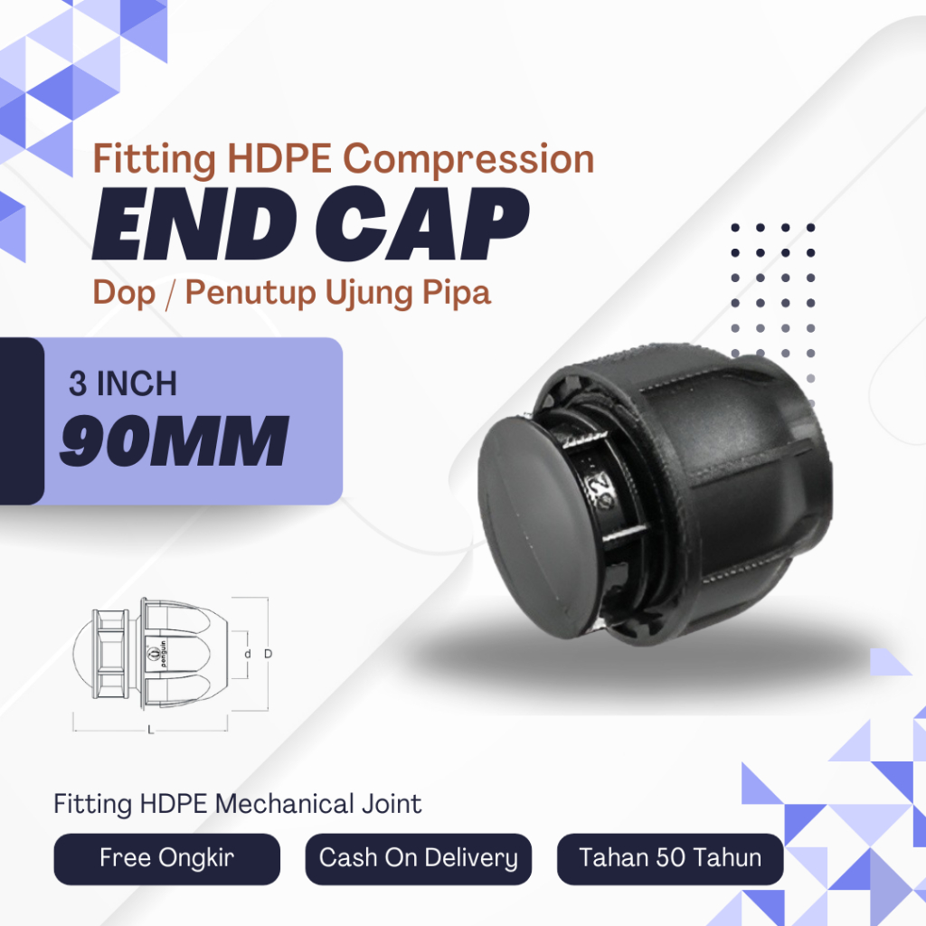 Jual End Cap / Dop Compression 90mm atau 3 Inch Sambungan / Fitting ...