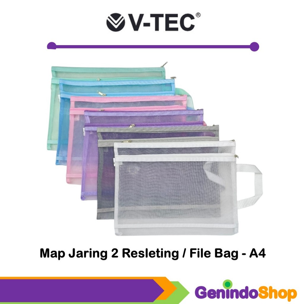 Jual Map Jaring Resleting Double Layer / File Bag A4 V-Tec | Shopee ...