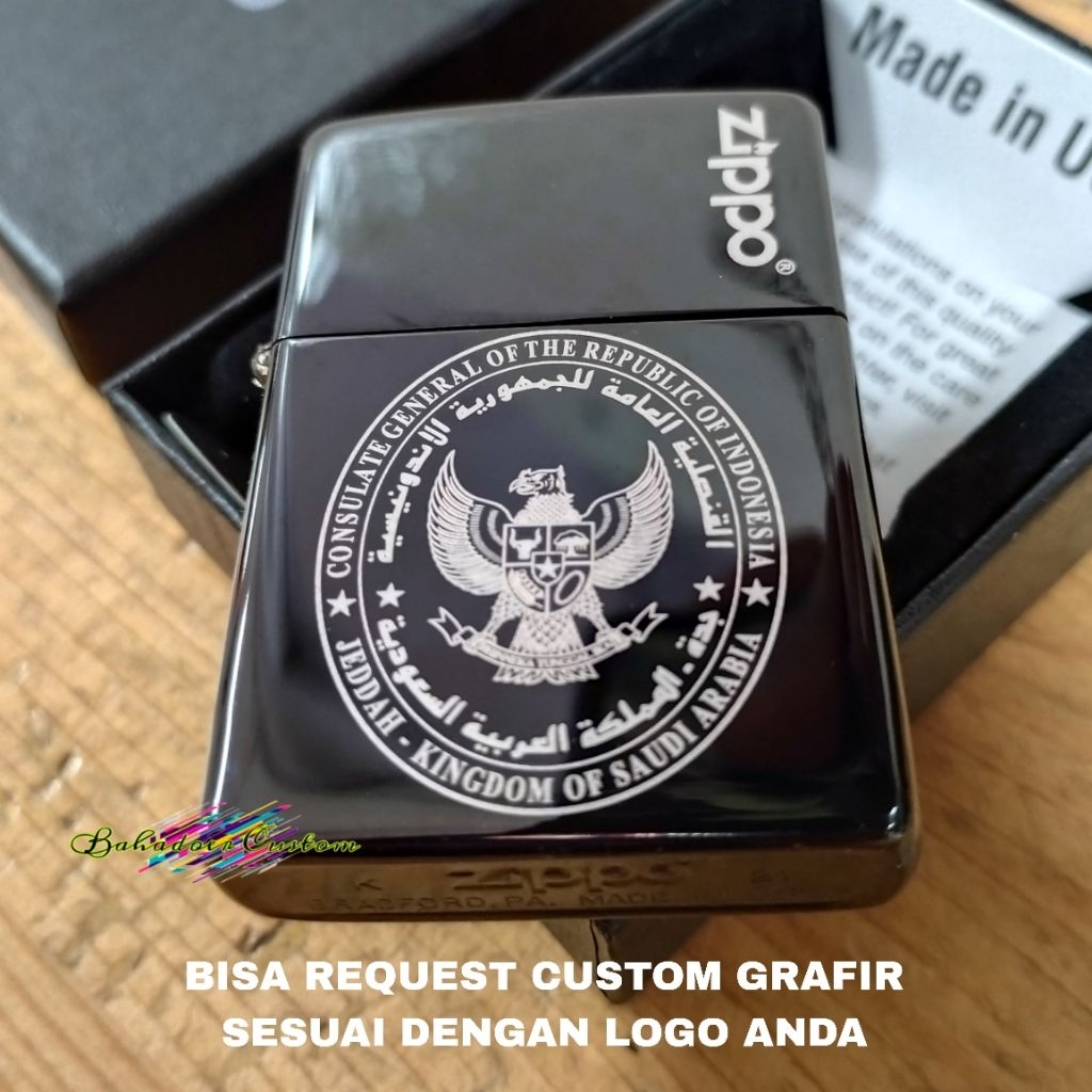 Jual KOREK API ZIPPO HITAM CHROME CUSTOM GRAFIR LOGO KEDUBES JEDDAH ...