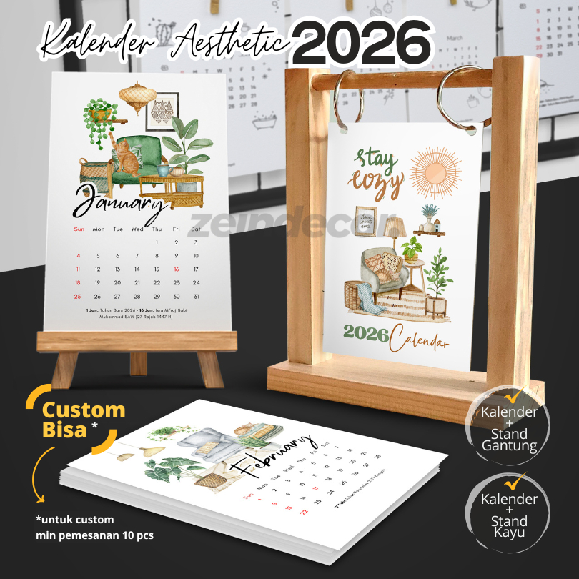 Jual 2026 Kalender Meja Aesthetic Plus Stand Gantung Kalender Mini ...