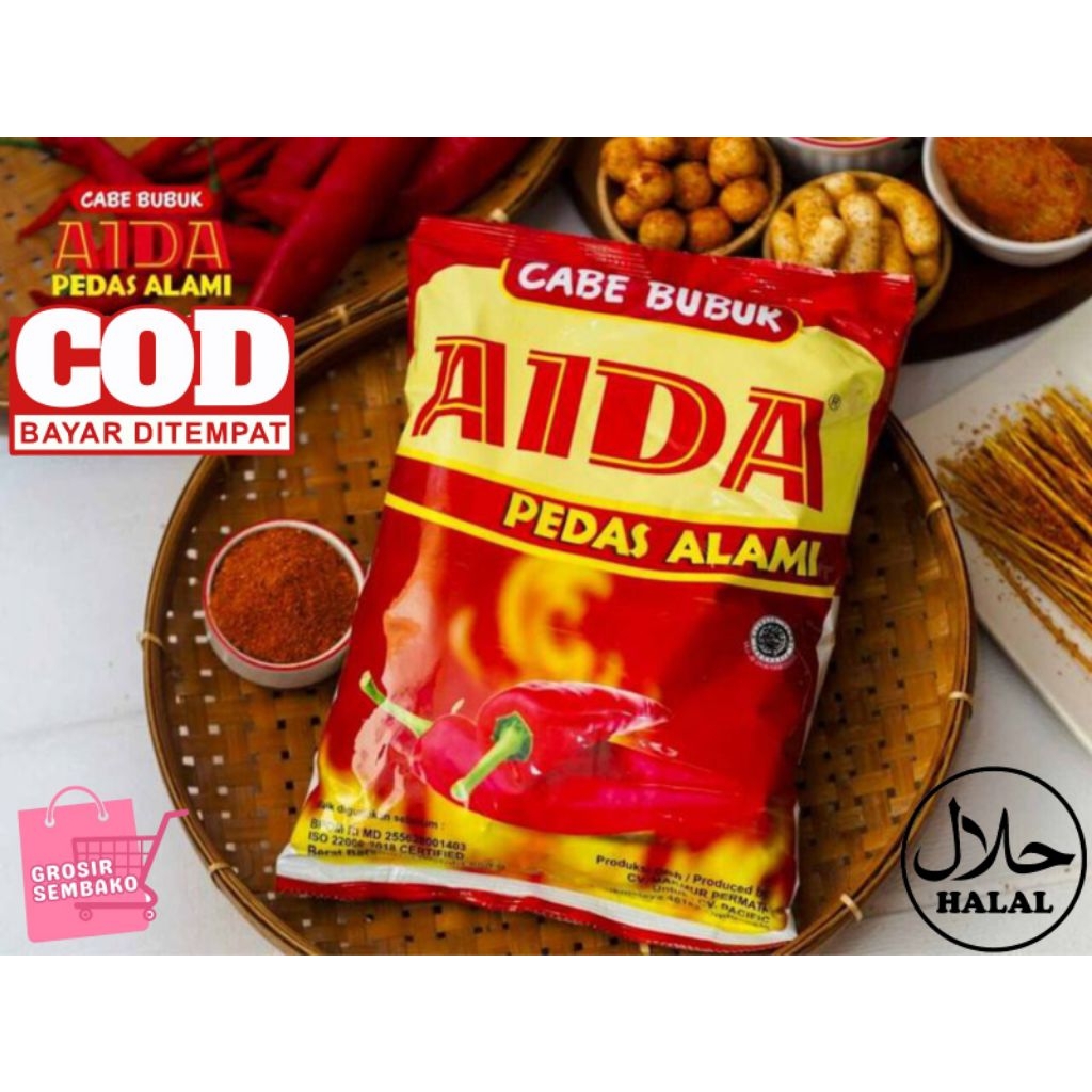 Jual AIDA Cabe Bubuk Tabur Cabe Giling Pedas Alami Original 500gr ...