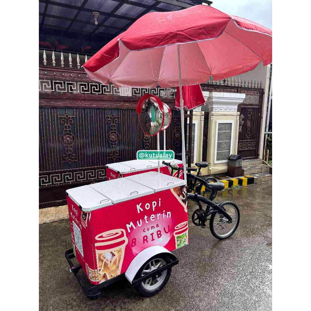 Jual Gerobak Sepeda Kopi Keliling Full Set 160x60x60 Bisa Custom Ukuran ...