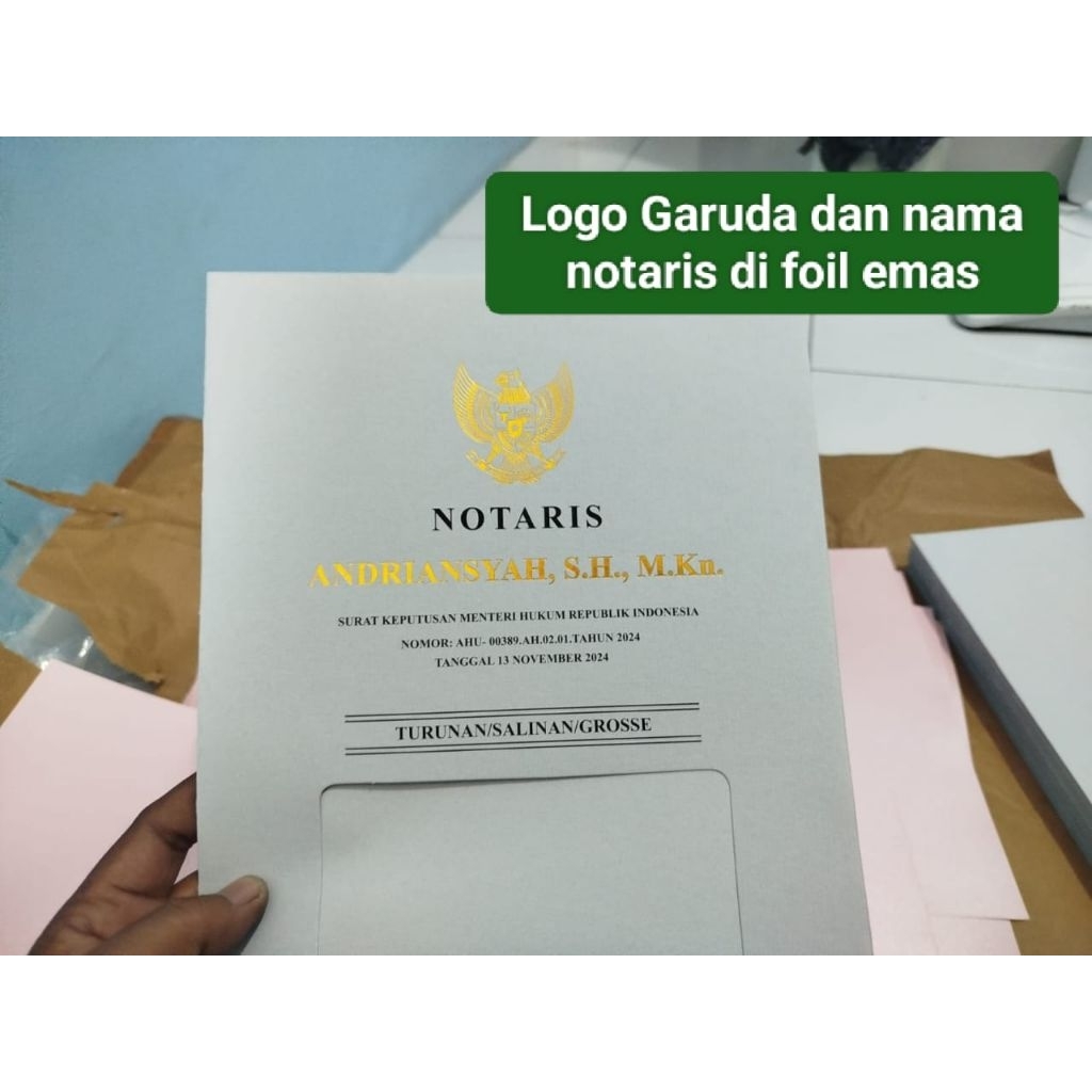 Jual FOIL EMAS Cover akta salinan NOTARIS PPAT model jendela+mika ...