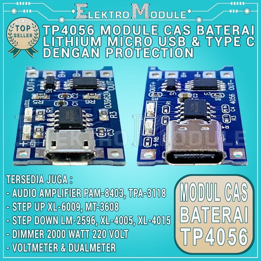 Jual TP4056 Modul Charger Micro USB & Type C Full Protection TP4056 ...