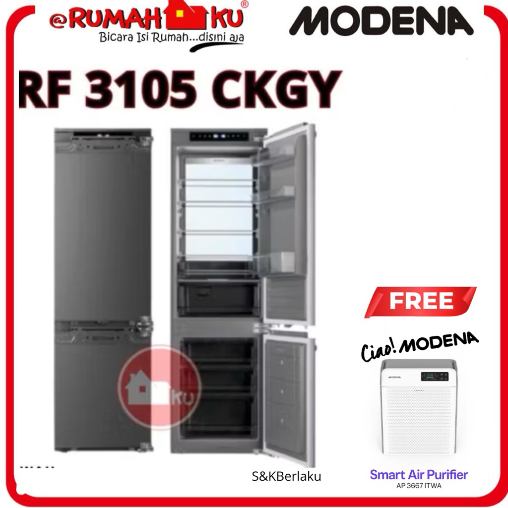 Jual Modena Kulkas RF 3105 CKGY Kulkas Tanam 2 pintu | Shopee Indonesia