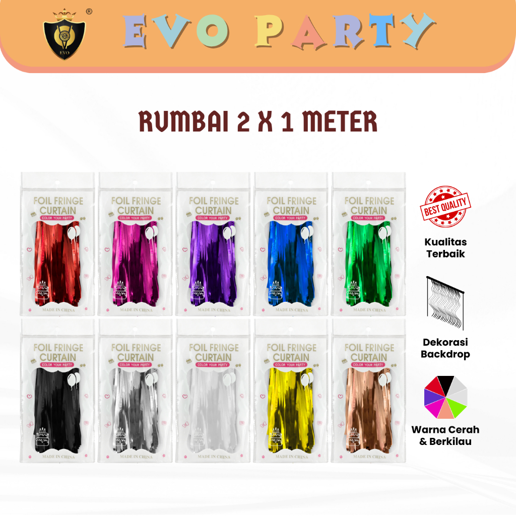 Jual Evo Rumbai Dekorasi Pesta 2 x 1 Meter - Hiasan Tirai Foil Metalik ...