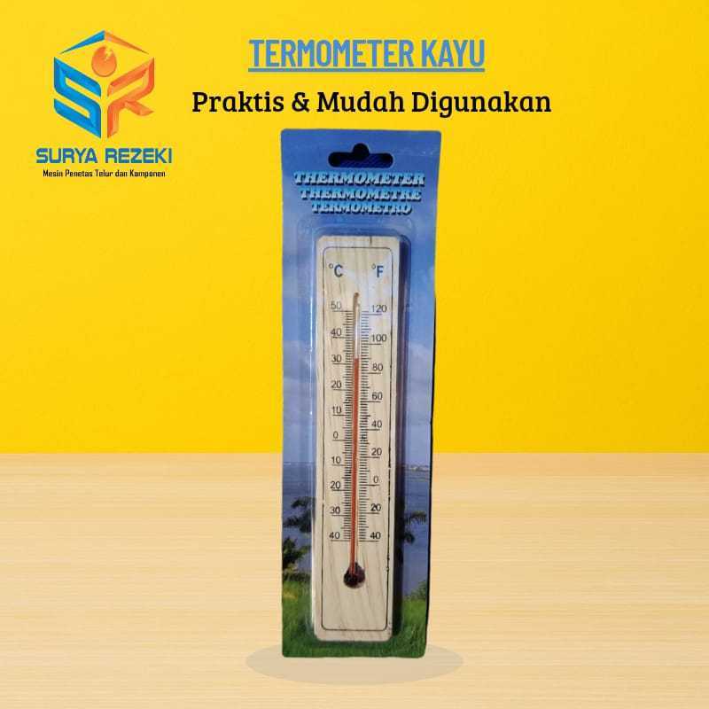 Jual Termometer kayu Termometer Analog Kayu Skala Celsius & Fahrenheit ...