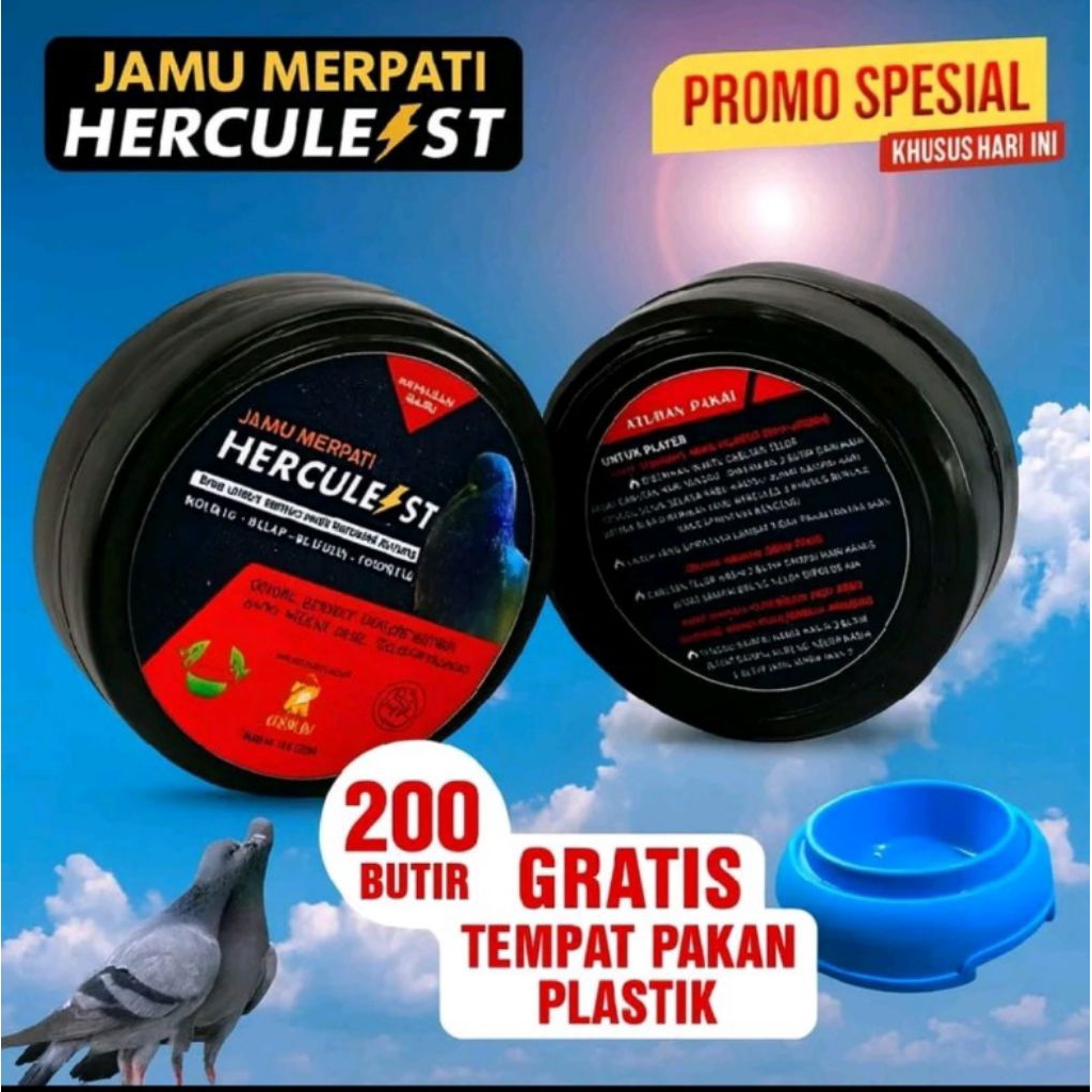 Jual JAMU MERPATI HERRCULEST 200 BUTIR BONUS CEPUK PLASTIK | Shopee ...