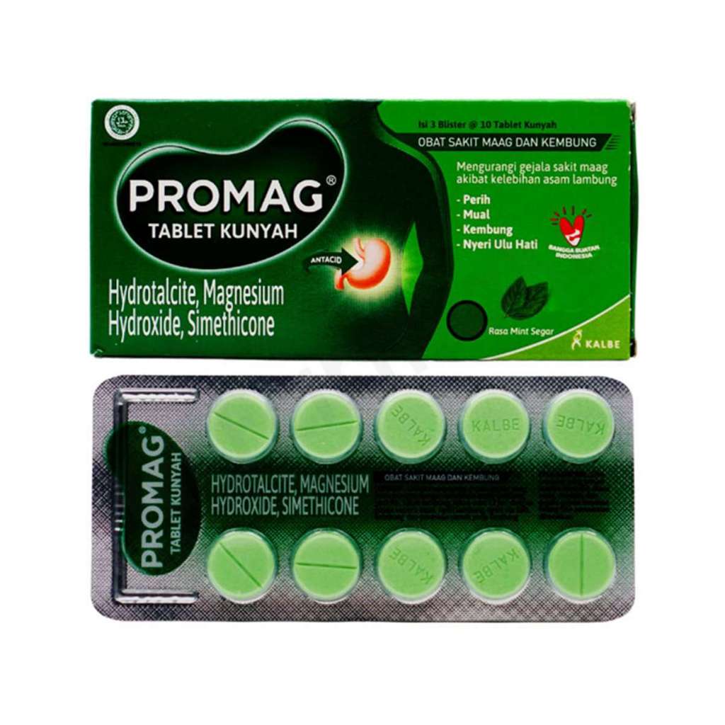 Jual PROMAG OBAT KUNYAH OBAT SAKIT MAAG DAN KEMBUNG 10 TABLET (1 STRIP ...