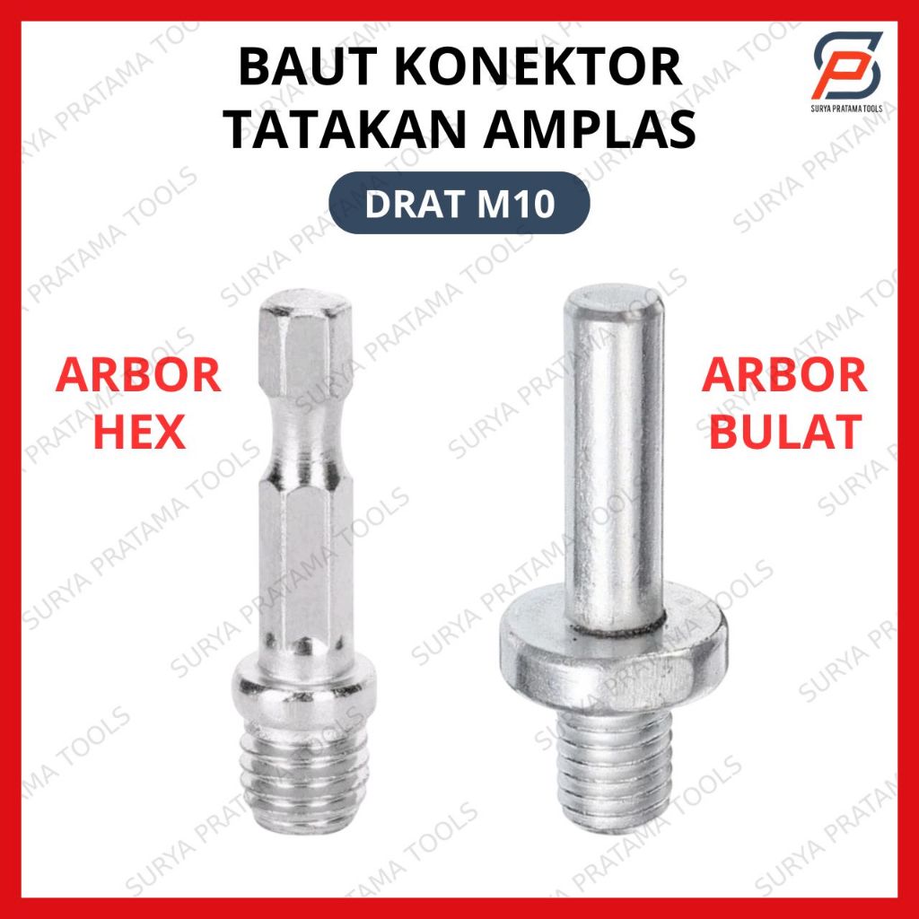 Jual Baut Konektor Adapter M10 Tatakan Amplas ke Bor Batang As Arbor ...