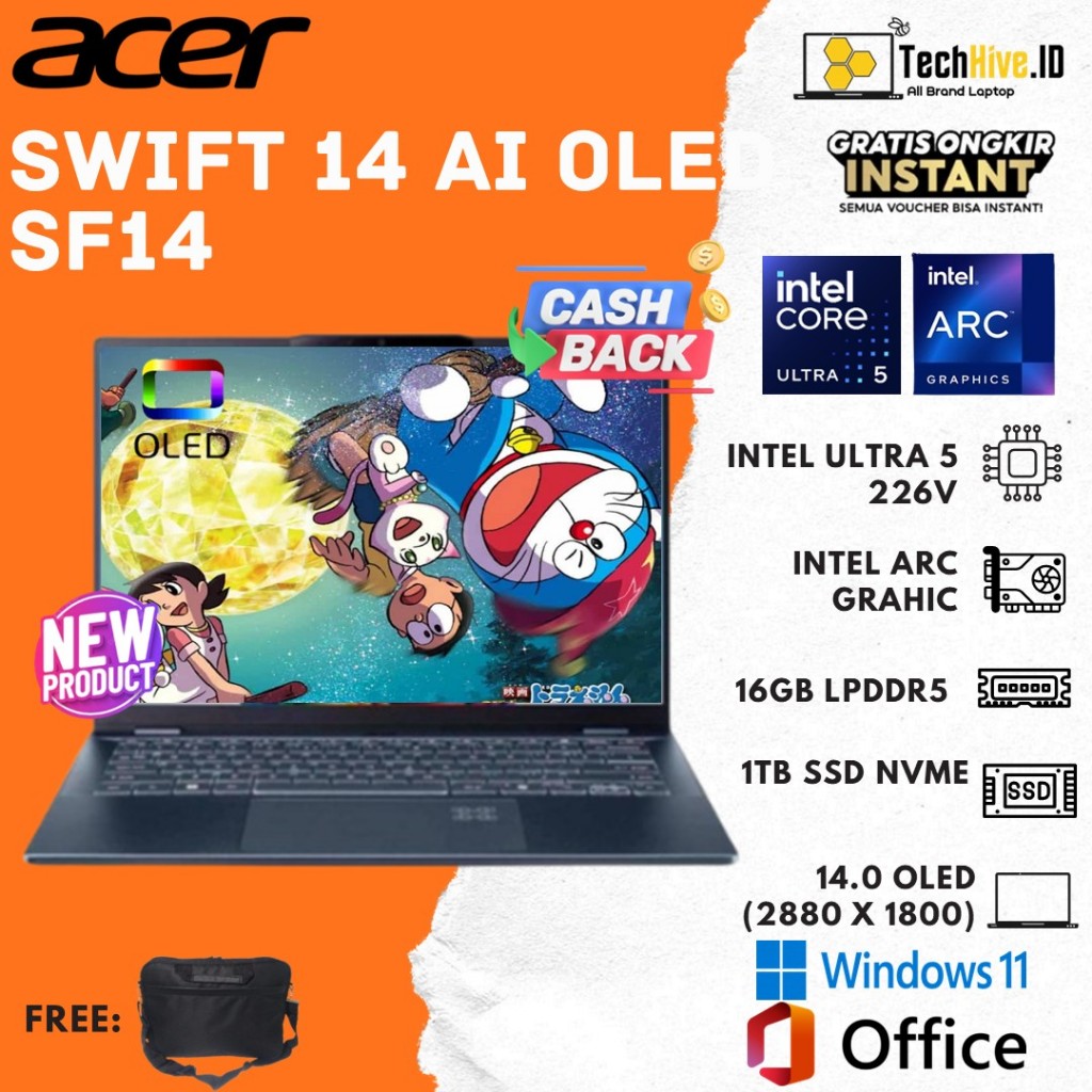 Jual Acer Swift 14 AI Oled SF14 ULTRA 5 226V 16GB 1TB SSD W11+OHS 14 ...