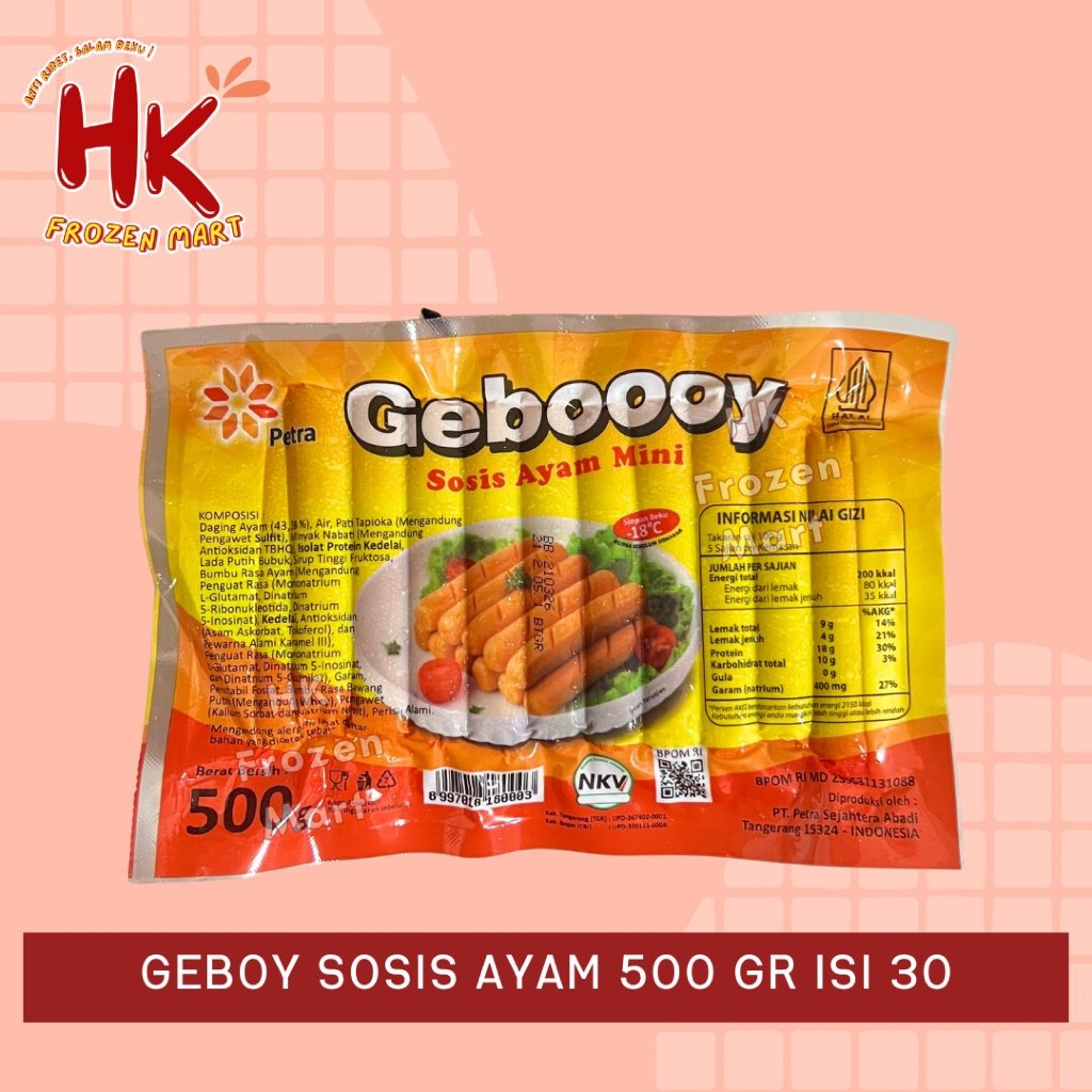 Jual Geboy Sosis Ayam 500gr isi 30pcs | geboooy chicken sausage mini ...