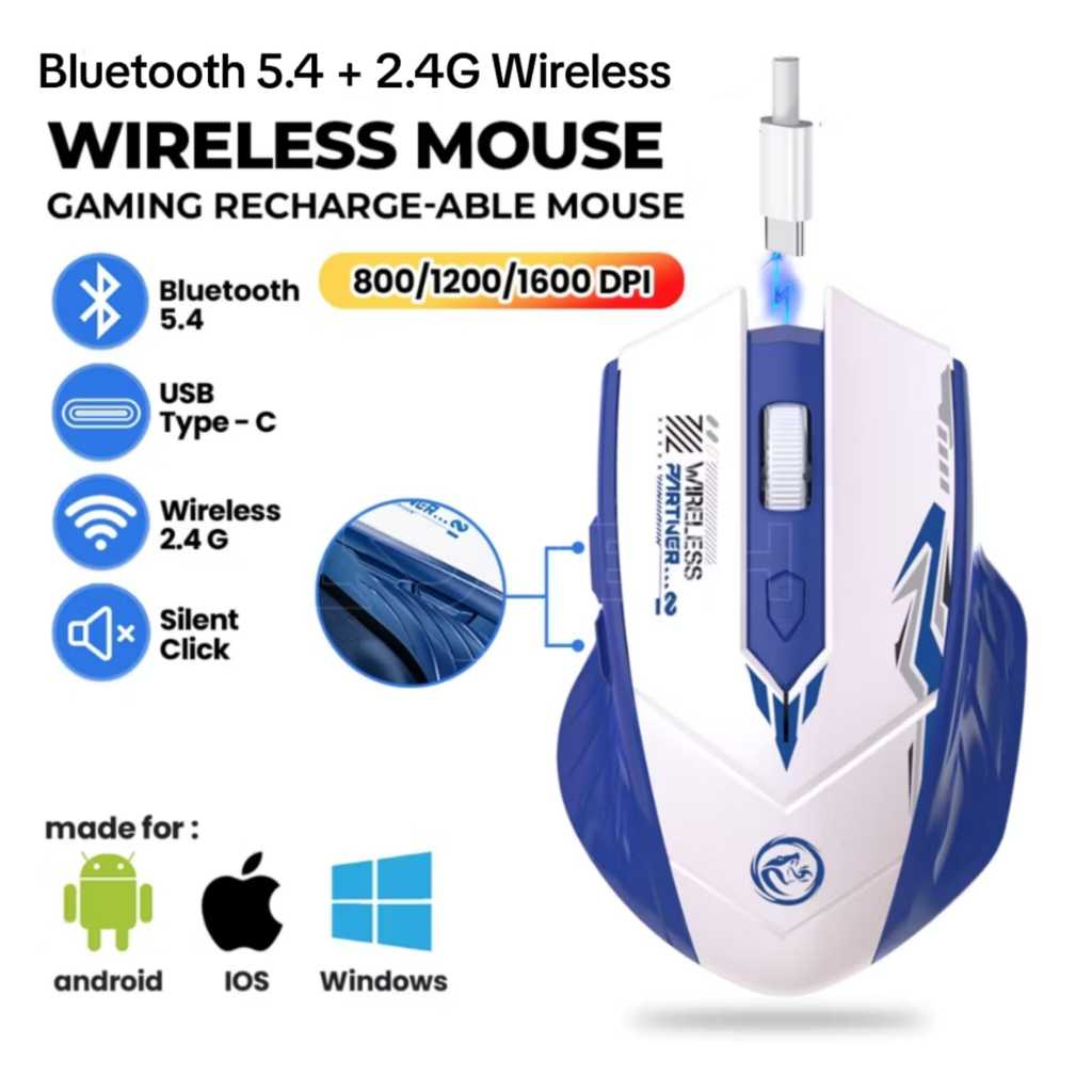 Jual X-31 - Mouse Gaming Bluetooth 5.4 & Wireless 2.4G Mouse Gaming ...