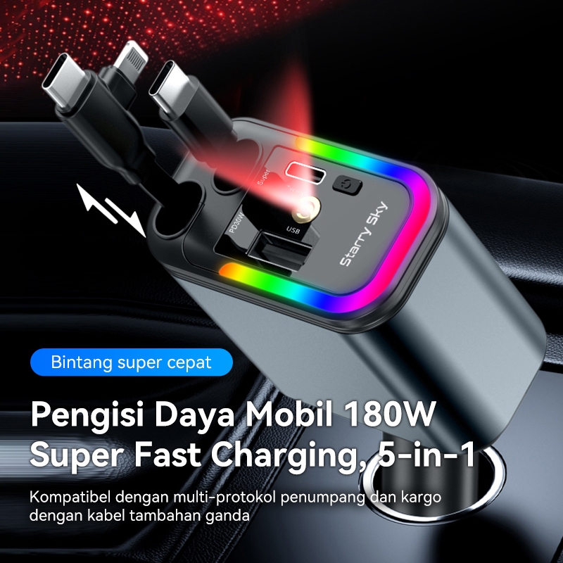 Jual BASIKE Car Charger 180W Fast Charging Colokan Mobil with Kabel ...