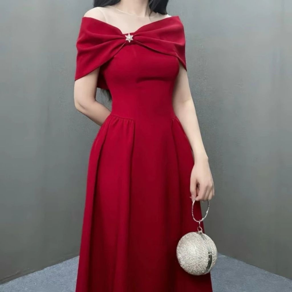 Jual Dress Lilit Sabrina Dres Bahan Scuba Gaun Wanita Gaun Kasual Ld 90 ...