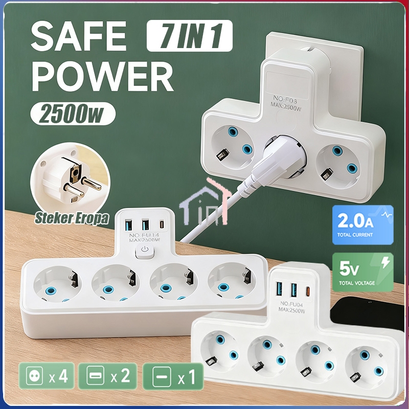 Jual [COD]Stop Kontak Multi Outlets Expander EU Plug Power Strip Home ...