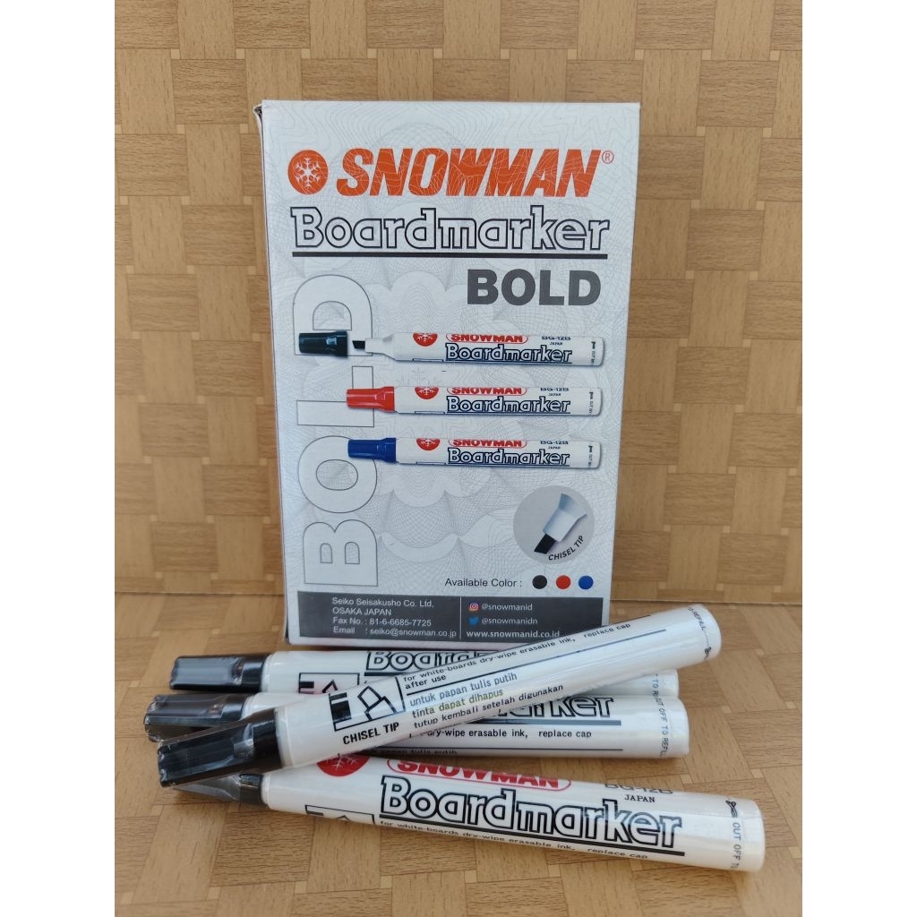 Jual Spidol Boardmarker Peges/Bold Snowman tinta Hitam (per bundle isi ...