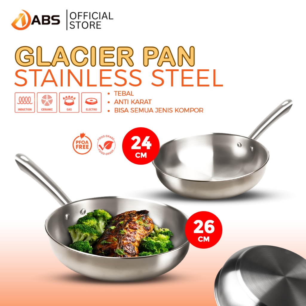 Jual ABS Glacier Pan 24 26 CM Panci Wajan Stainless Steel Anti Lengket ...