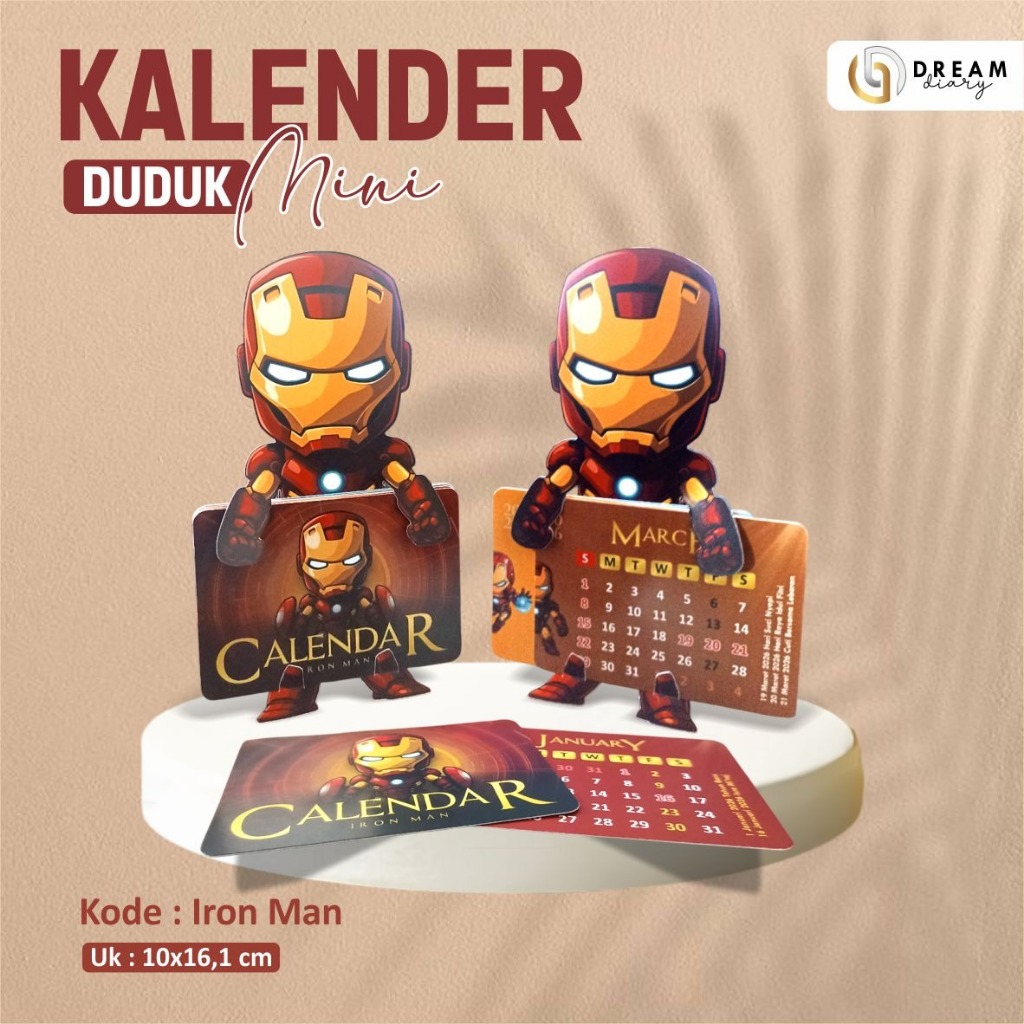 Jual Kalender Meja - Kalender Duduk Mini Aeshtetic Karakter Iron Man ...