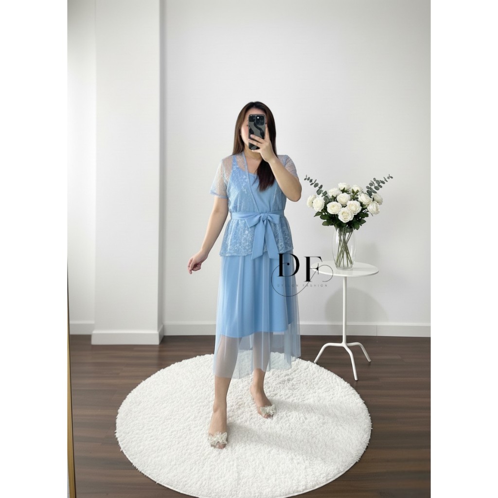 Jual [Dyllon Fashion] Midi Dress 2in1 Gricia - Inner + Cardi - Dress ...