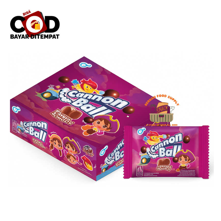 Jual [ BERKAH ] Cannon Ball Coklat Kunyah 1 Box isi 24pcs Canon Ball ...