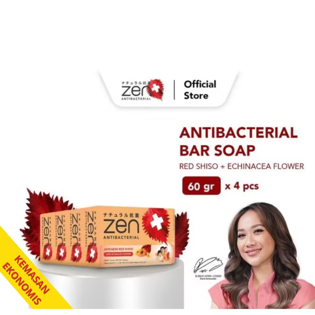 Jual ( KEMASAN EKONOMIS ) Zen Antibacterial Bar soap Japanese Red Shiso ...