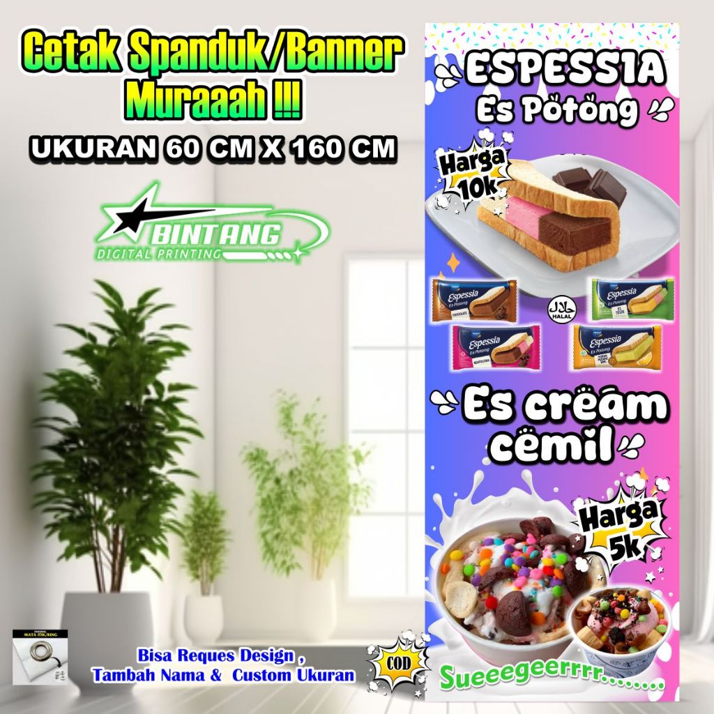 Jual Spanduk Banner Es Cemil & Es Pessia Ukuran 60 cm x 160 cm | Shopee ...