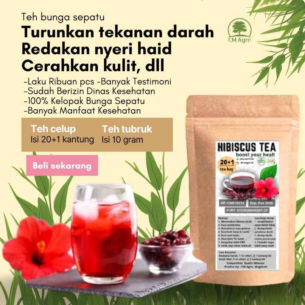 Jual Teh Bunga Sepatu (Hibiscus) Hipertensi, Atasi Nyeri Haid, Cerahkan ...