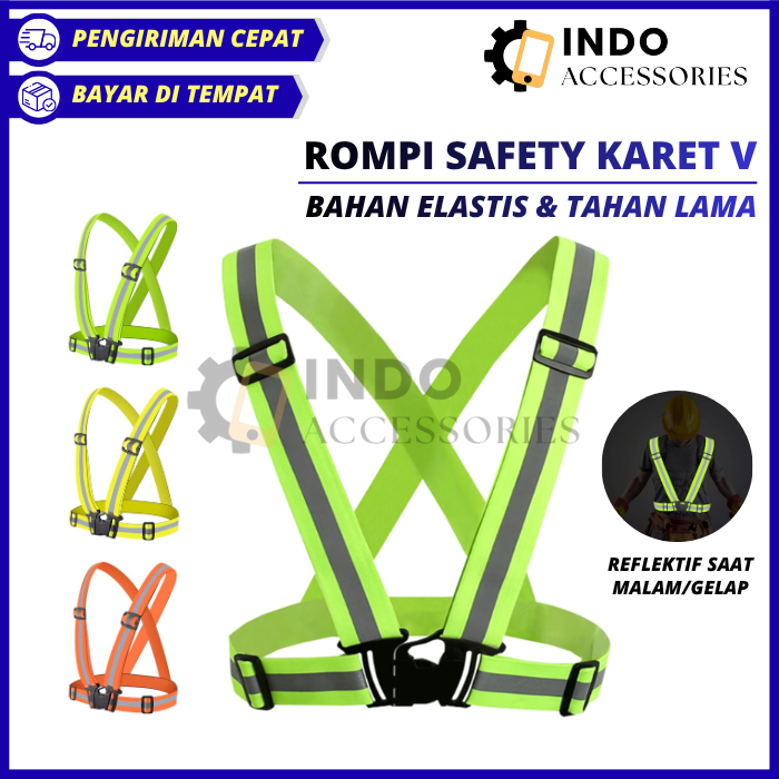 Jual Rompi Proyek Safety Reflektor Bahan Karet Elastis Model V Jas ...