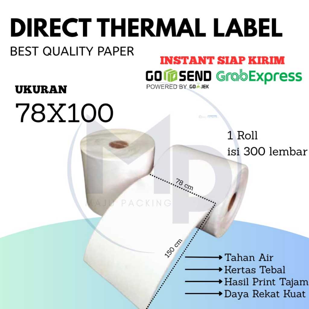 Jual Kertas Thermal Label Ukuran 78x100 cm isi 300 LEMBAR | Shopee ...