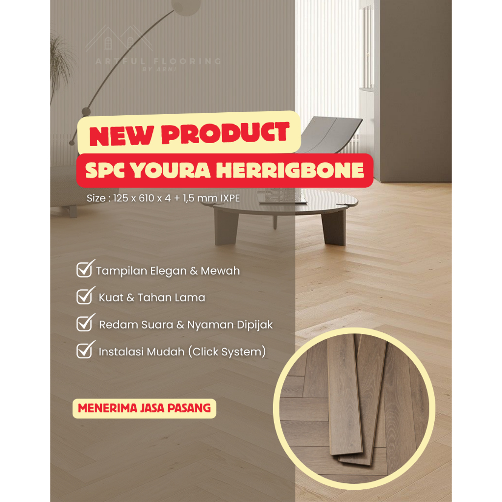 Jual lantai SPC Youra motif herringbone | SPC flooring motif kayu tebal ...