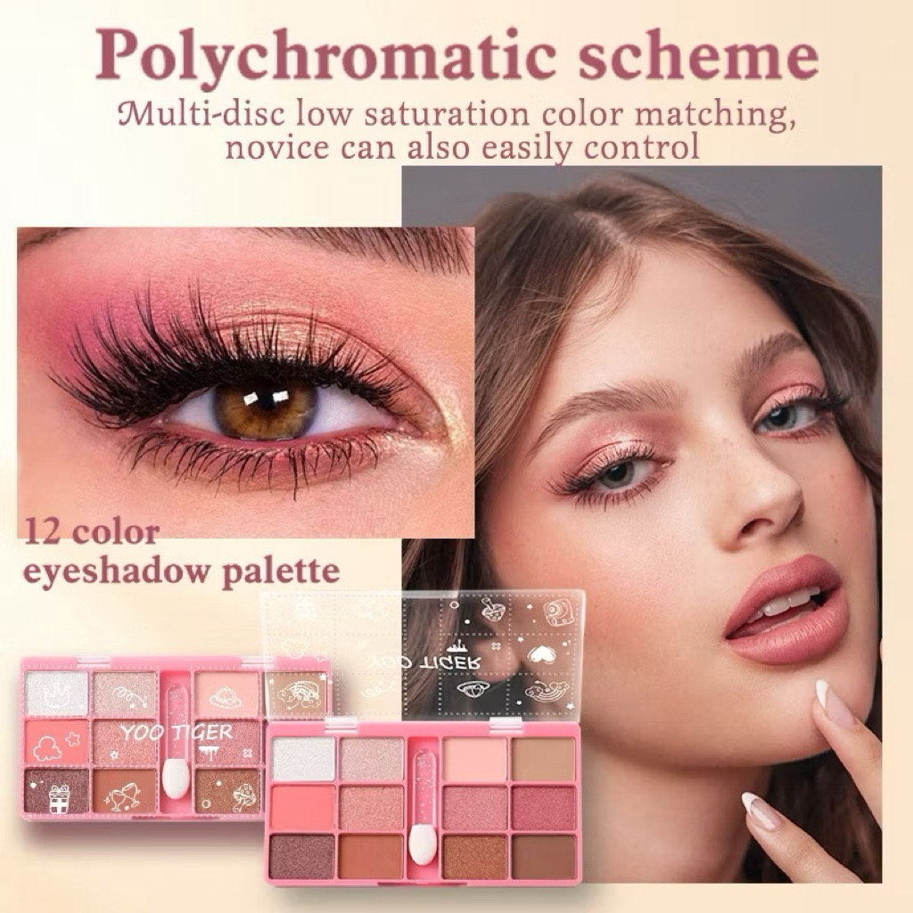 Jual Yoo Tiger Eyeshadow Palette 12 Warna FREE Free Brush Mudah Dibawa ...