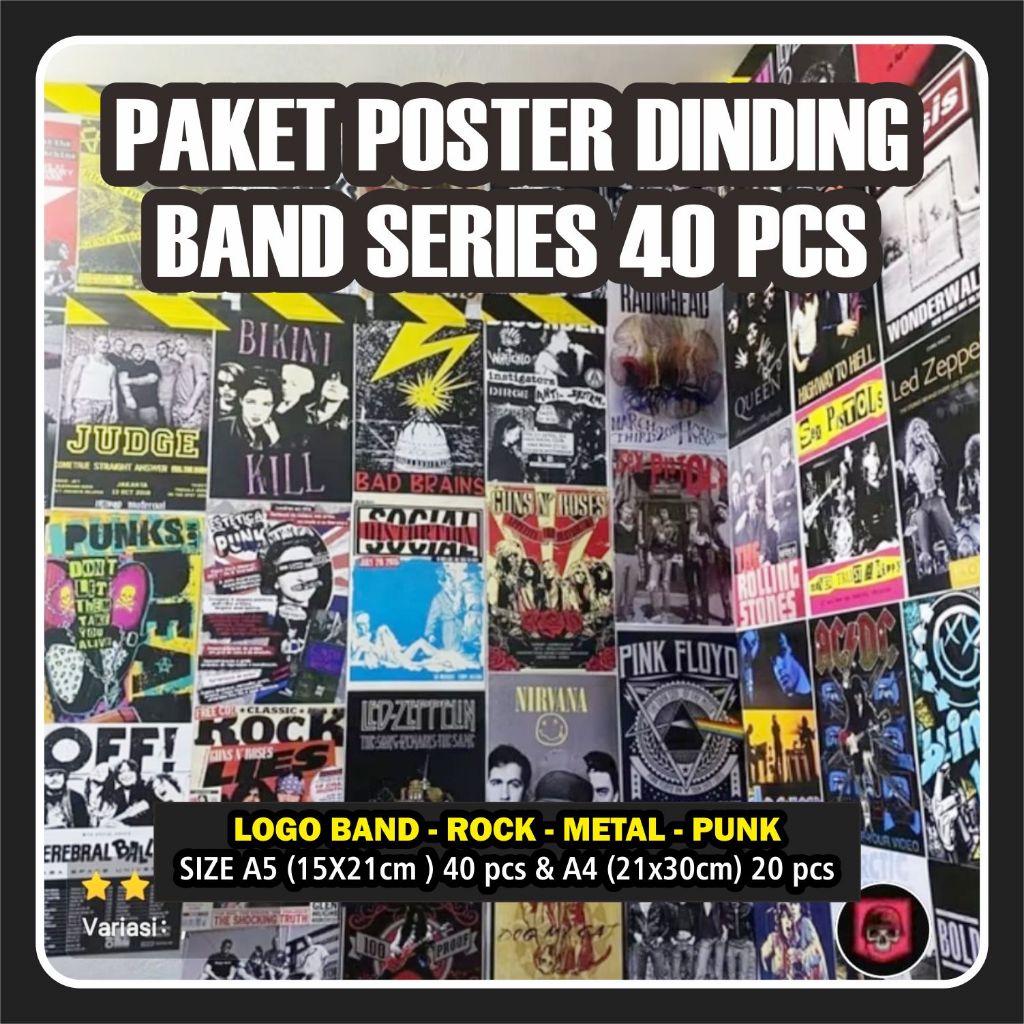 Jual [40 PCS] POSTER DINDING BAND SERIES PUNK / ROCK / METAL / HIP HOP ...