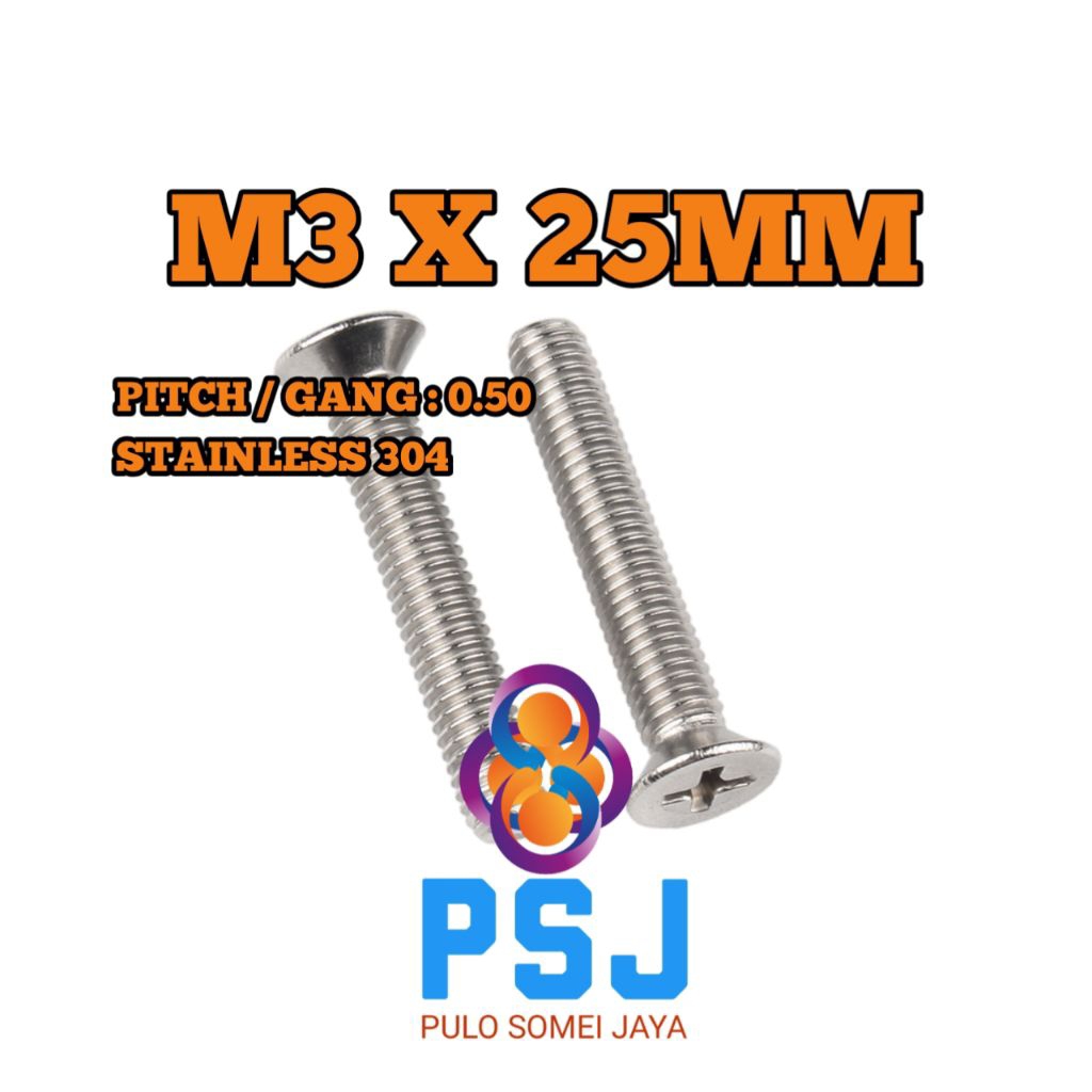 Jual Baut JF M3 x 25 Stainless 304 / Flat Head Machine Screw SUS 304 ...