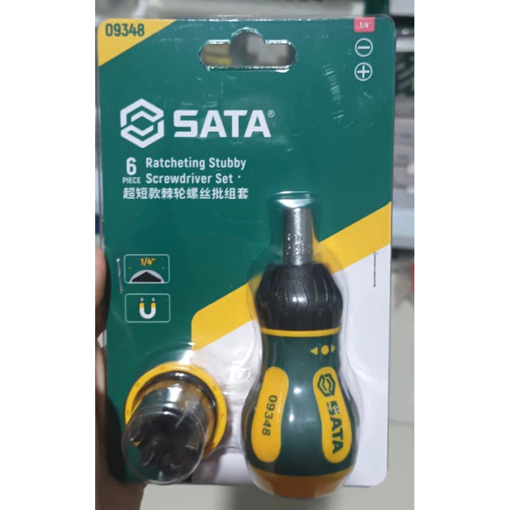 Jual SATA OBENG RATCHET CEBOL SET 09348 - 6Pc. STUBBY RATCHETING ...