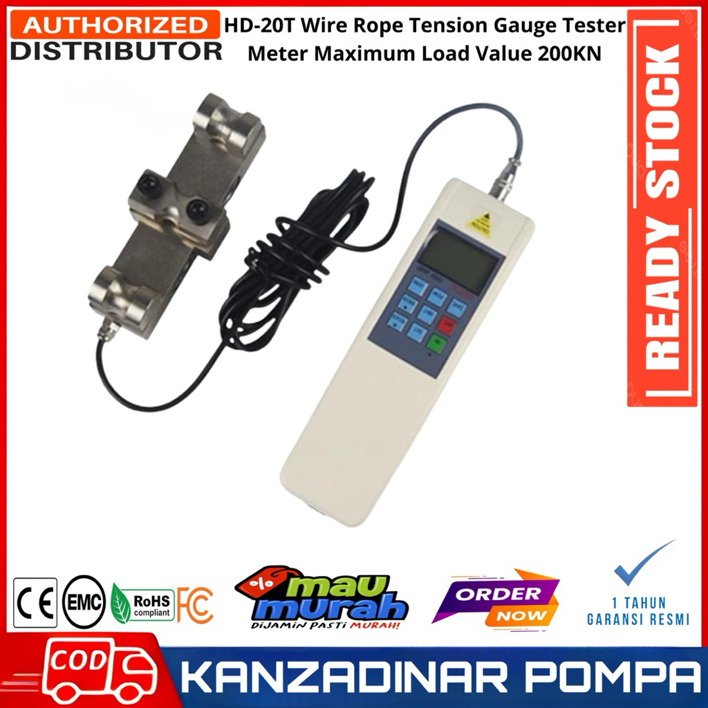 Jual Aliyiqi HD-20T Wire Rope Tension Gauge Tester Meter Maximum Load ...