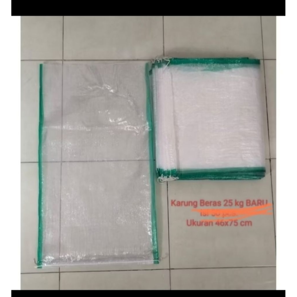 Jual Karung Beras 25 kg Baru Uk 46x75cm Isi 20 pcs Karung Plastik 25 kg ...
