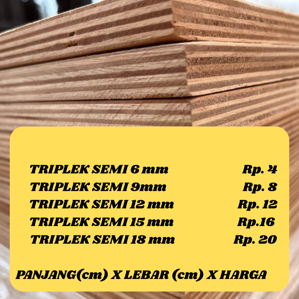 Jual Triplek Semi non sengon 9mm / 12mm Multiplek Grade Mebel | Shopee ...