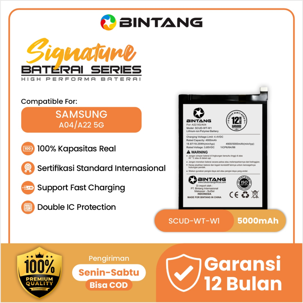 Jual BINTANG Baterai Signature SCUD-WT-W1 SAMSUNG A04/A22 5G 5000MAH ...