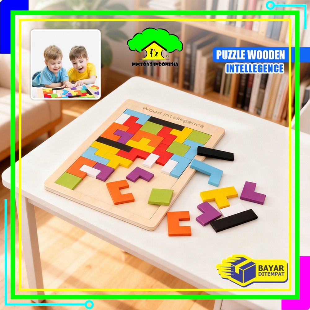 Jual MI-M334 Puzzle Wooden Intellegence Mainan Kayu Anak / Tetris Block ...