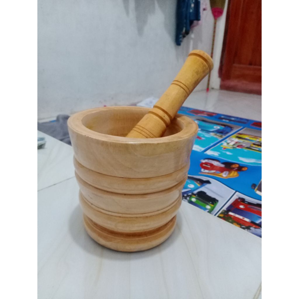 Jual lumpang lesung lengkap penumbuk uk 16cm paking kardus | Shopee ...