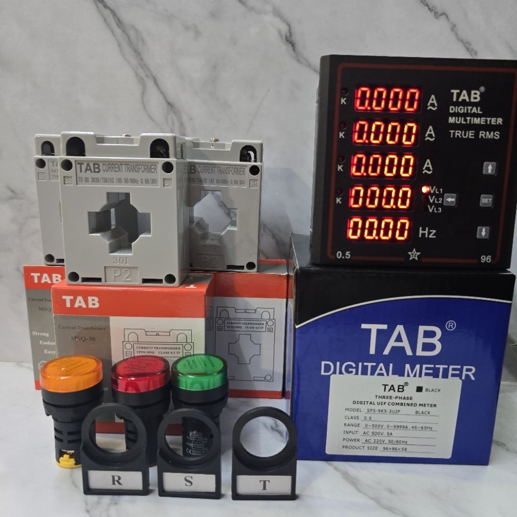 Jual TAB PAKET KOMPLIT DIGITAL MULTIMETER 3PHASE AVHZ + 3PCS CT 30-250A ...
