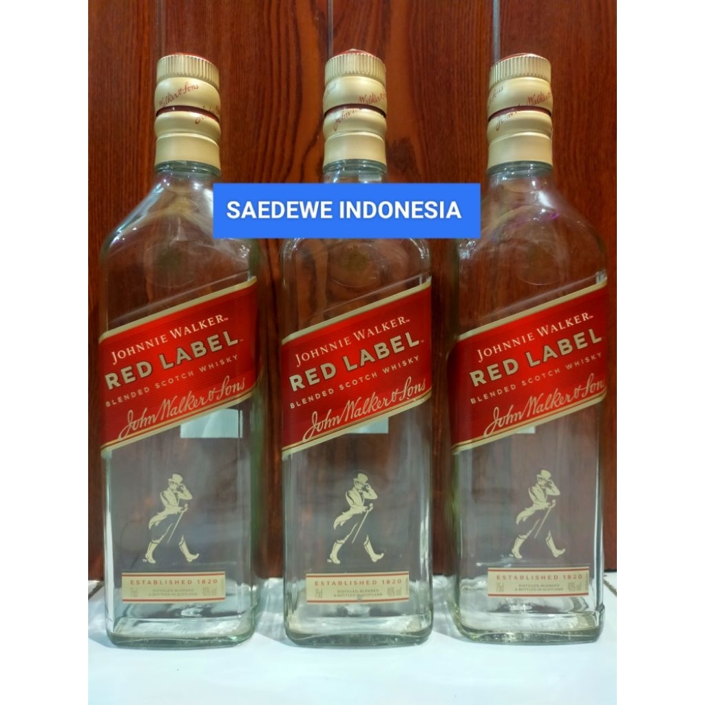 Jual PAKET HEMAT 3 BOTOL KACA KOSONG JW RED LABEL BAHAN KACA TEBAL ...