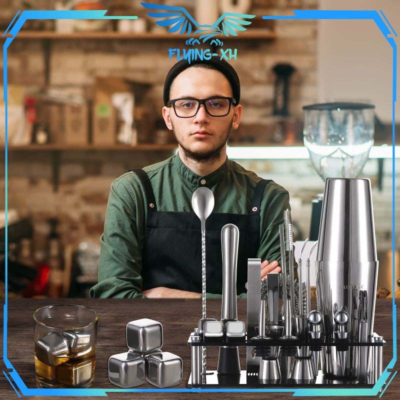 Jual 23pcs/Set Cocktail Shaker Stainless Steel Boston Shaker Set ...