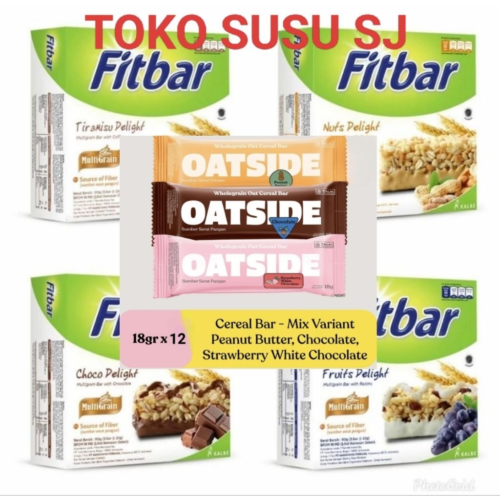 Jual FITBAR MULTIGRAIN OATSIDE SNACK BAR 5 12 X 20 G TIRAMISU FRUITS ...