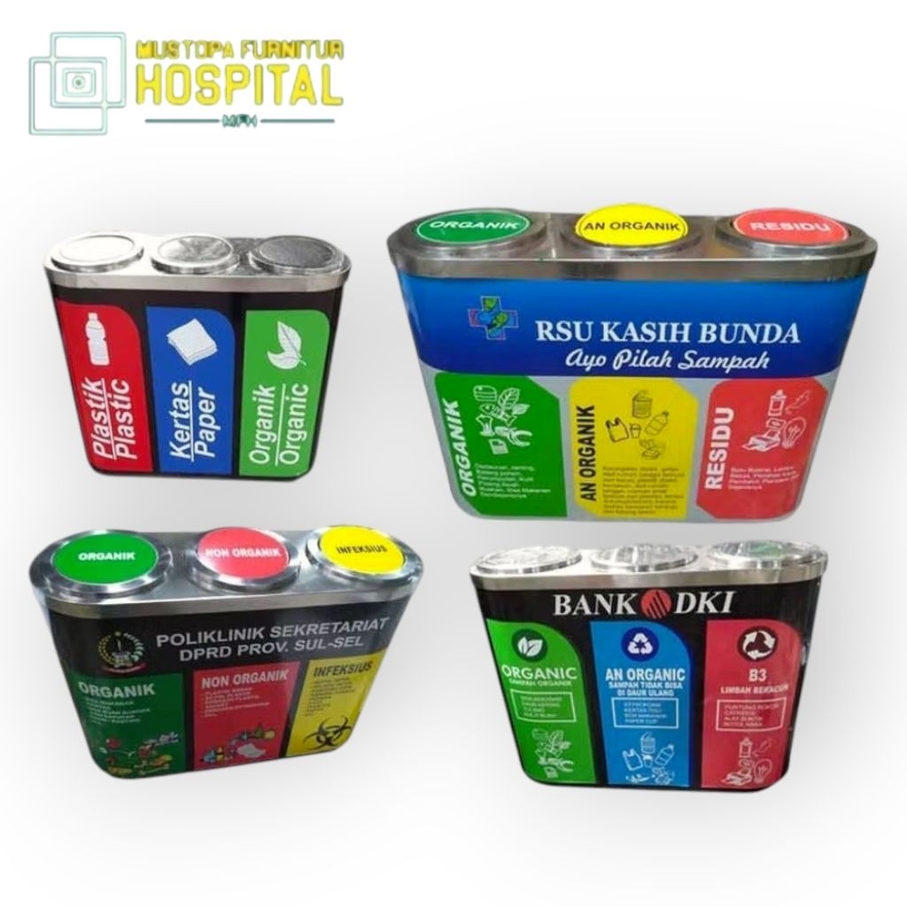 Jual TONG SAMPAH STAINLESS GABUNG 3 IN 1, TEMPAT SAMPAH STAINLESS 3 ...